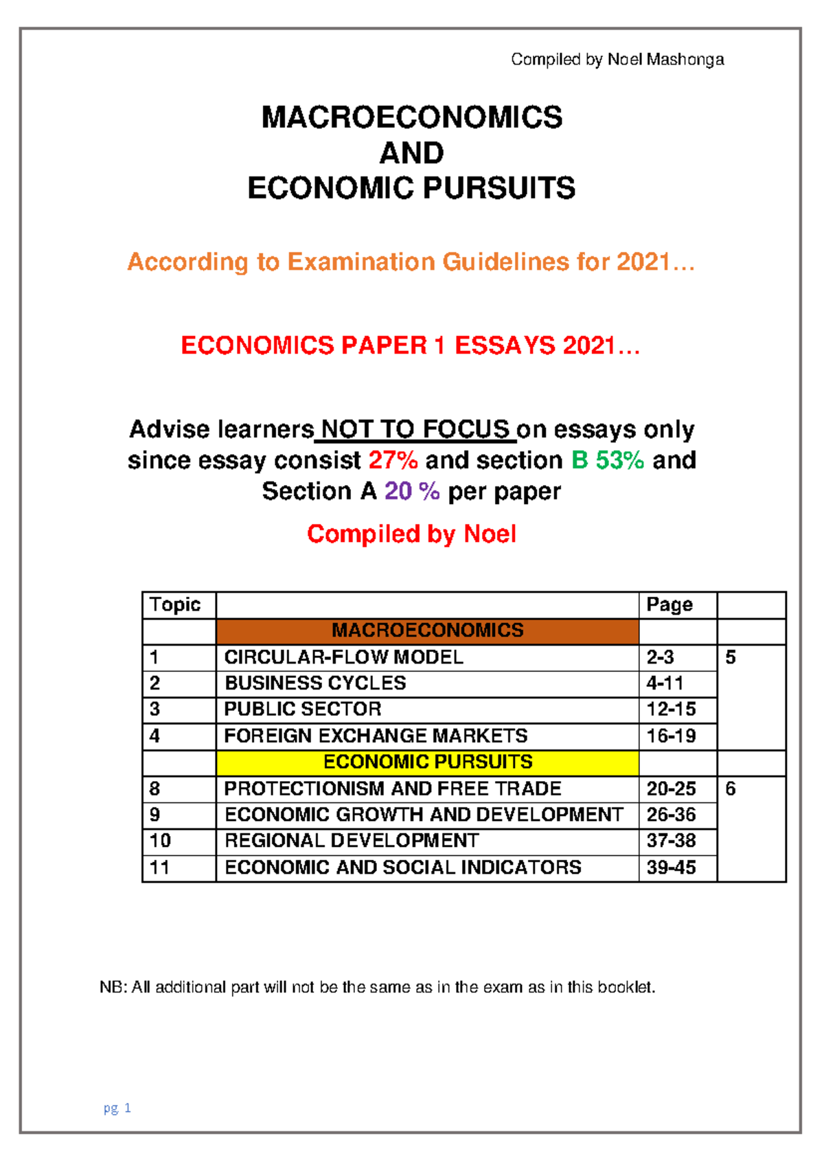 Economics essays Paper 1 2021-2023 - MACROECONOMICS AND ECONOMIC ...