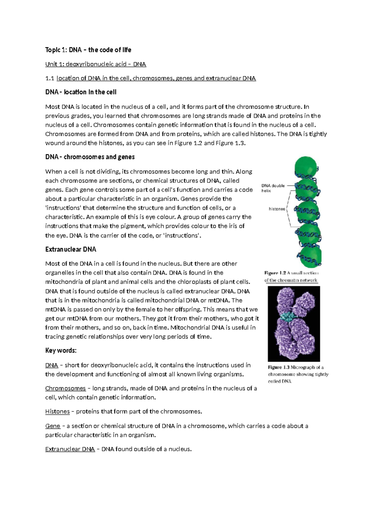 Biology - topic 1 DNA and RNA - Topic 1: DNA – the code of life Unit 1 ...