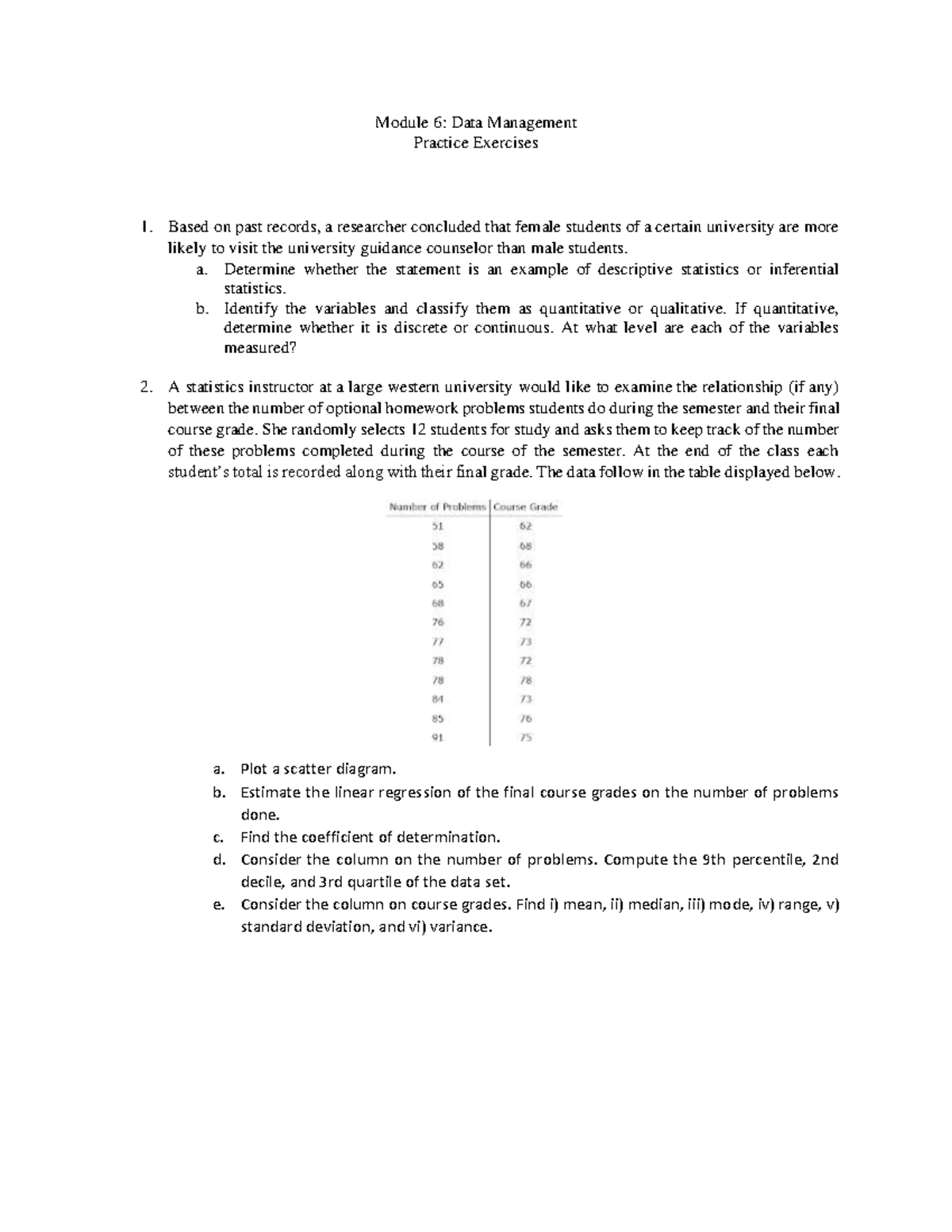 Module 6 Practice Exercises - Module 6: Data Management Practice ...
