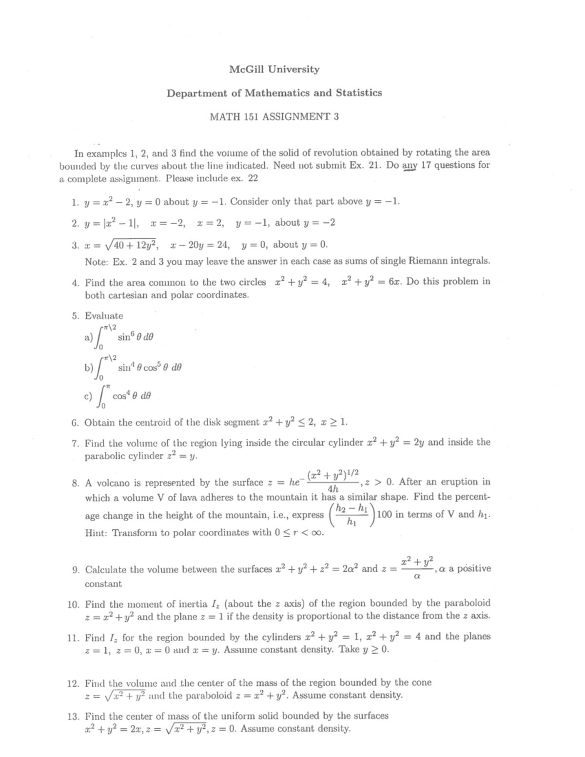 MATH151 Assignment 3 - Math 151 assignmenr 3 - Math 151 - Studocu