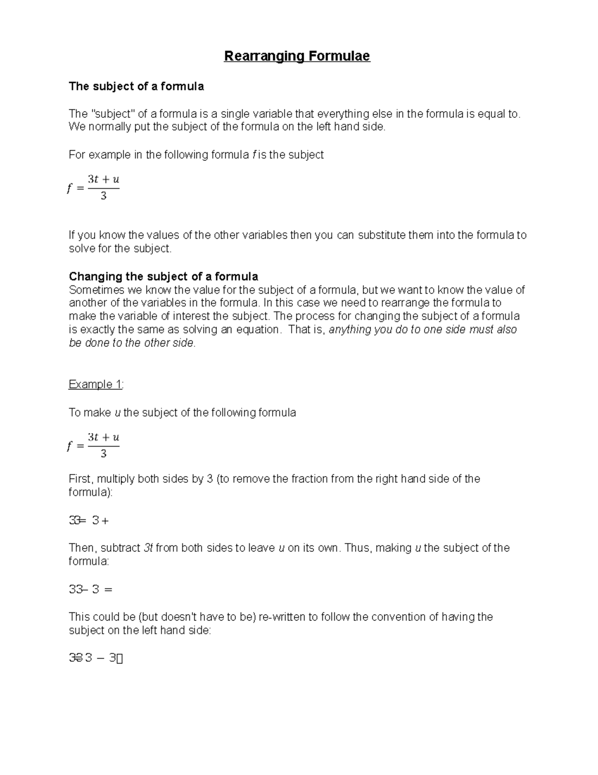 Rearranging formulae help for biomechanics - Rearranging Formulae The ...