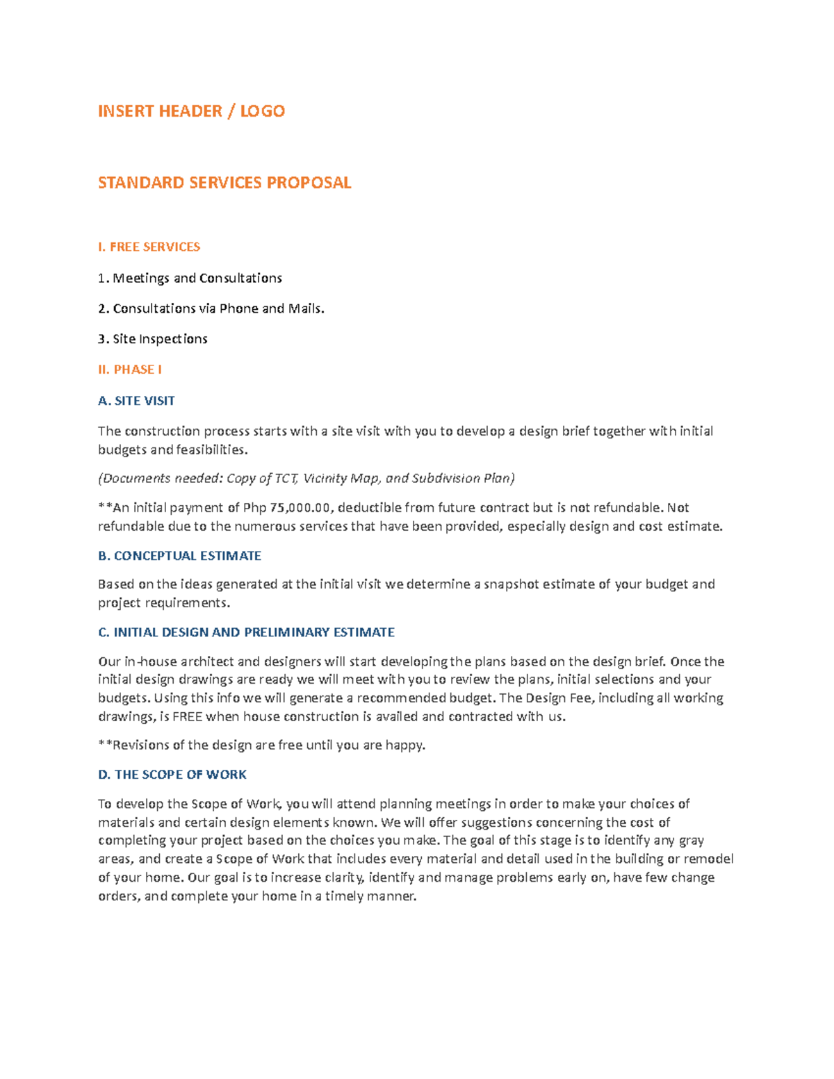 Standard Services Proposal - INSERT HEADER / LOGO STANDARD SERVICES ...
