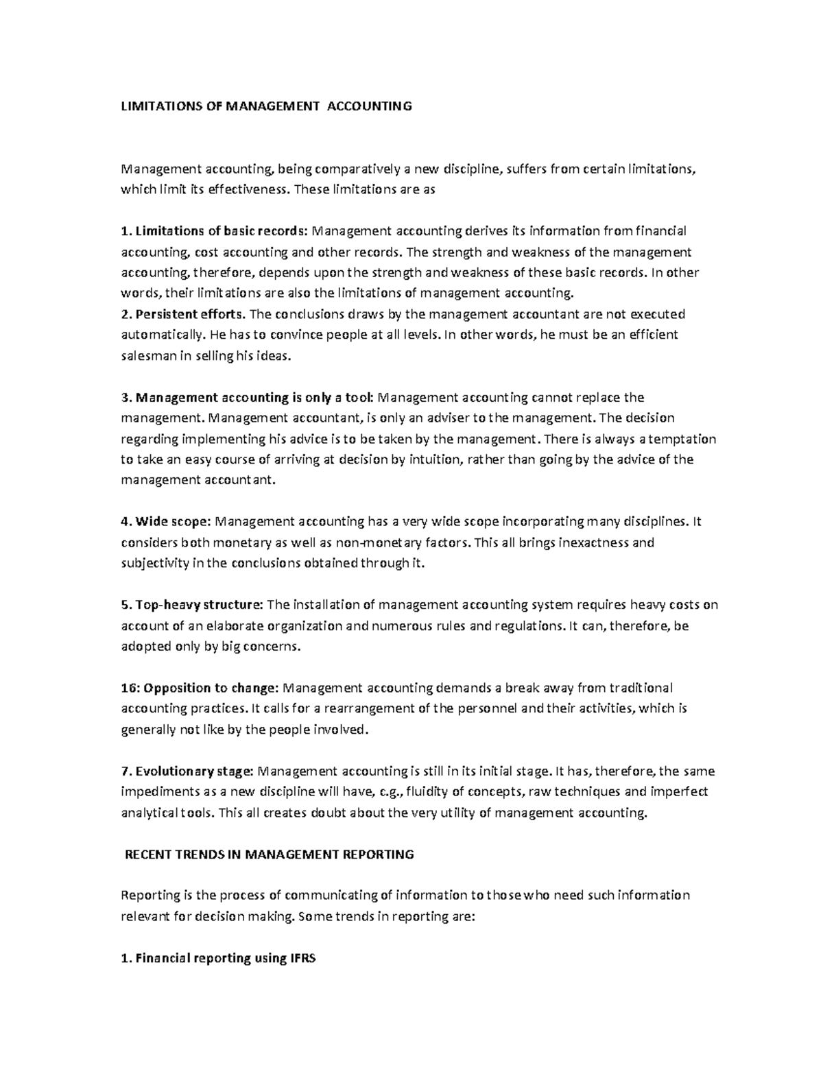 Limitations OF Management Accounting - LIMITATIONS OF MANAGEMENT ...