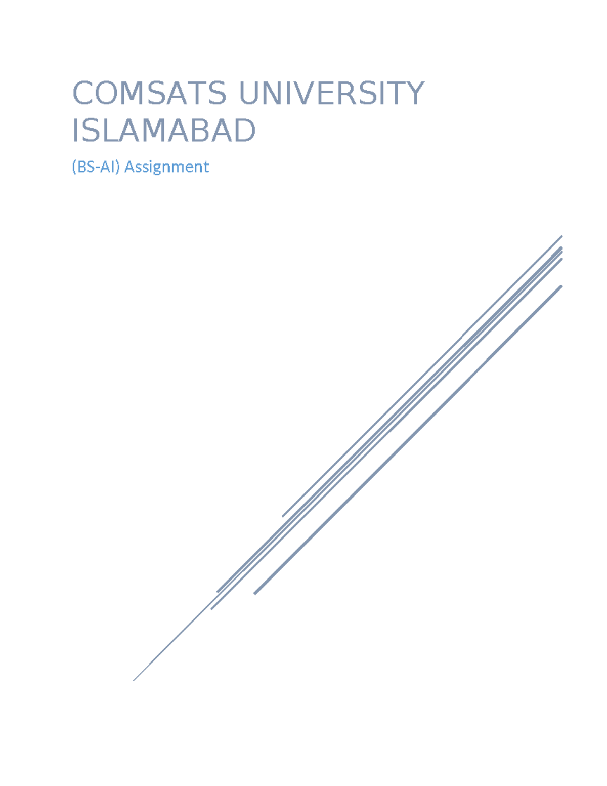 Assignment 01 - COMSATS UNIVERSITY ISLAMABAD (BS-AI) Assignment ...