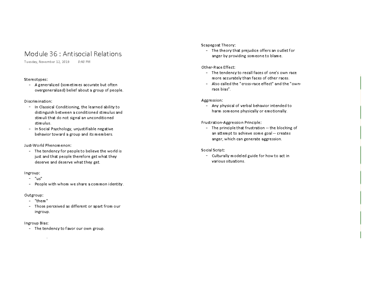 Module 36 - Kristy Huntley - Introduction to Psychology : PSYC 1111 ...