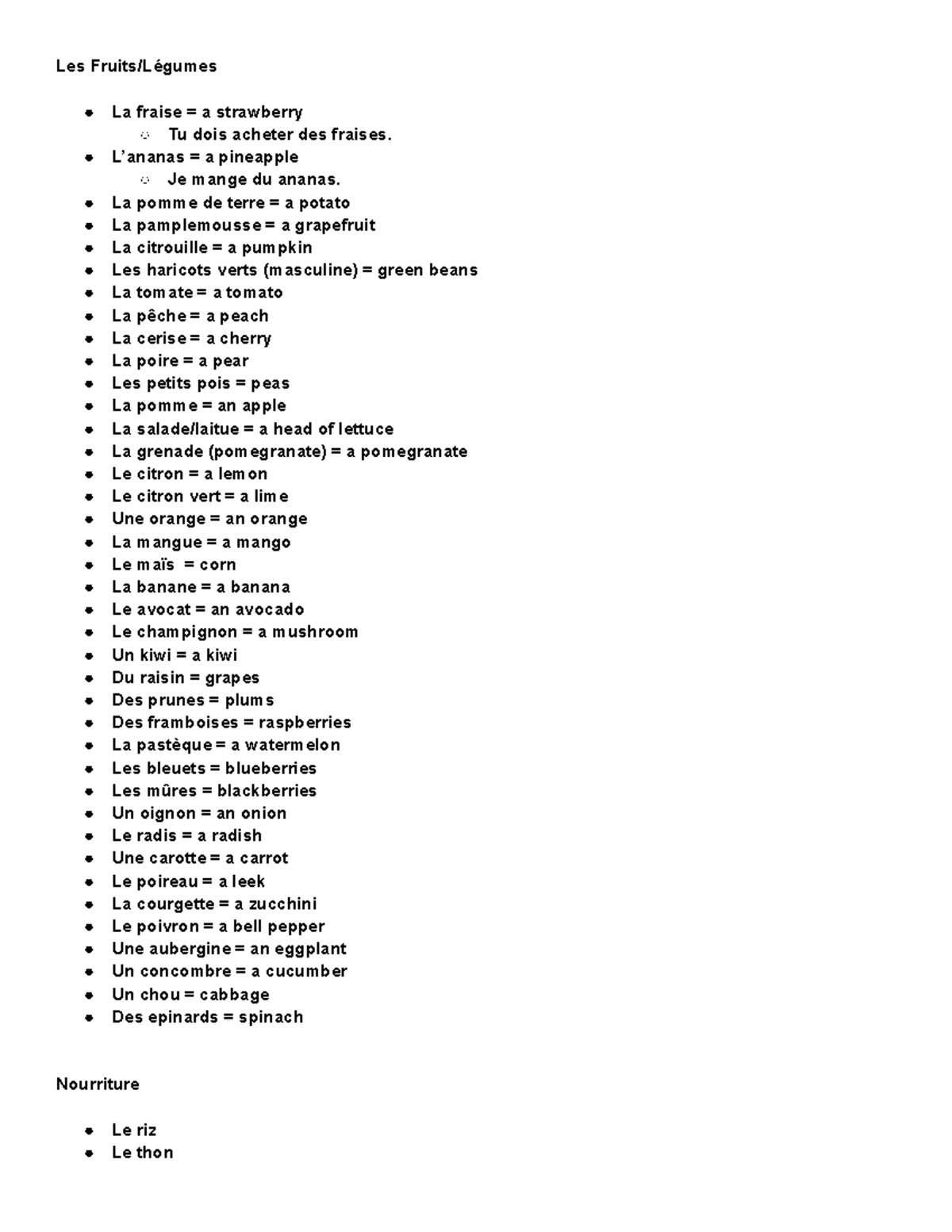 Foods - Beginner French - Les Fruits/Légumes La fraise = a strawberry ...