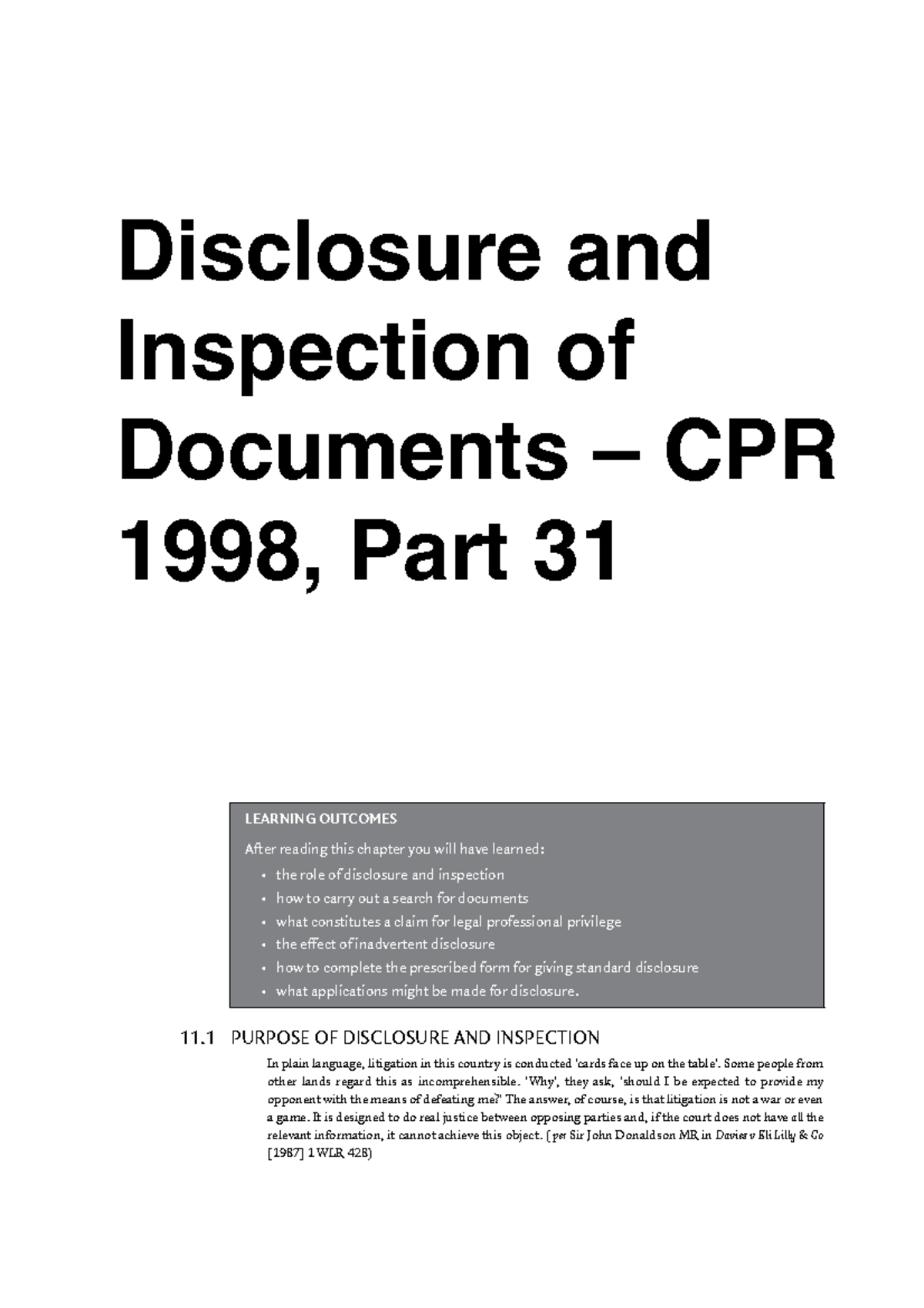 Disclosure and Inspection of Documents – CPR 1998, Part 31 - Some people from other lands regard ...