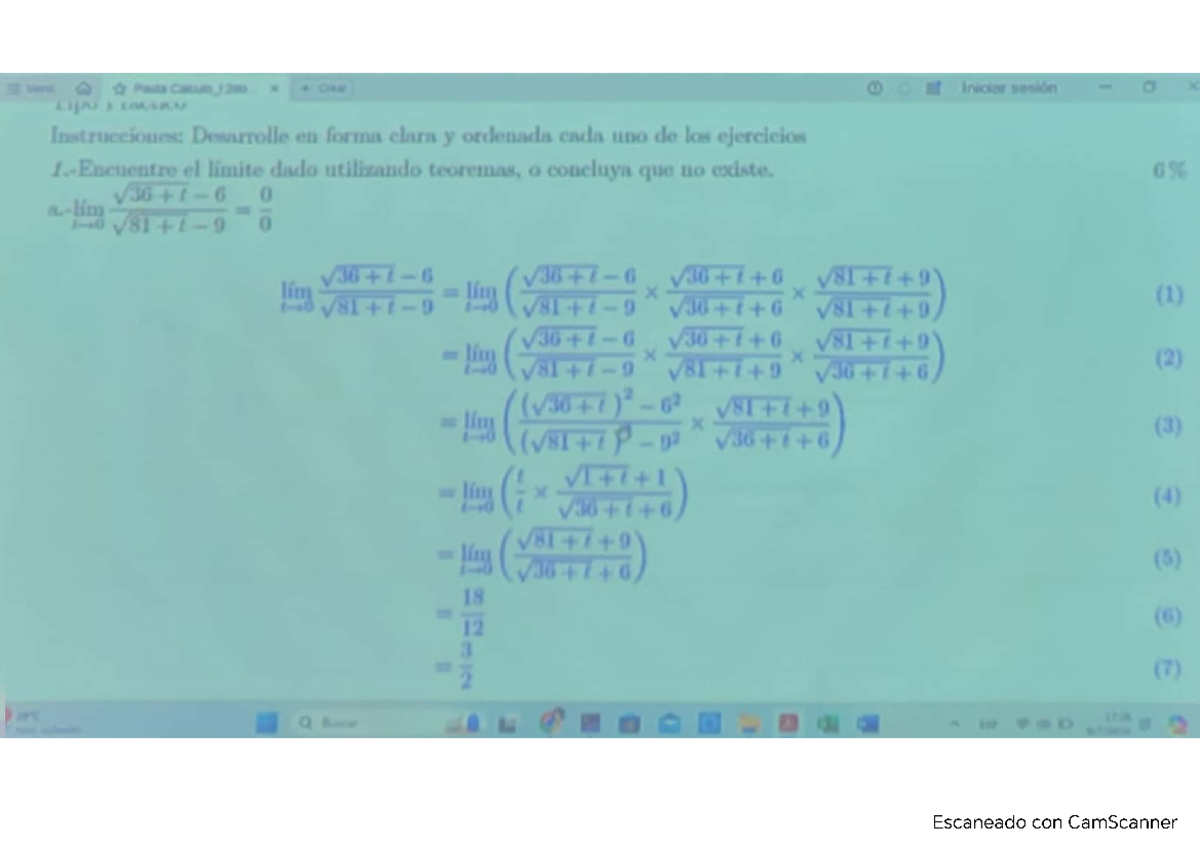 Cálculo 1 primer parcial examen - 3 at Iniciar sesión 3 Versi a Pauta ...