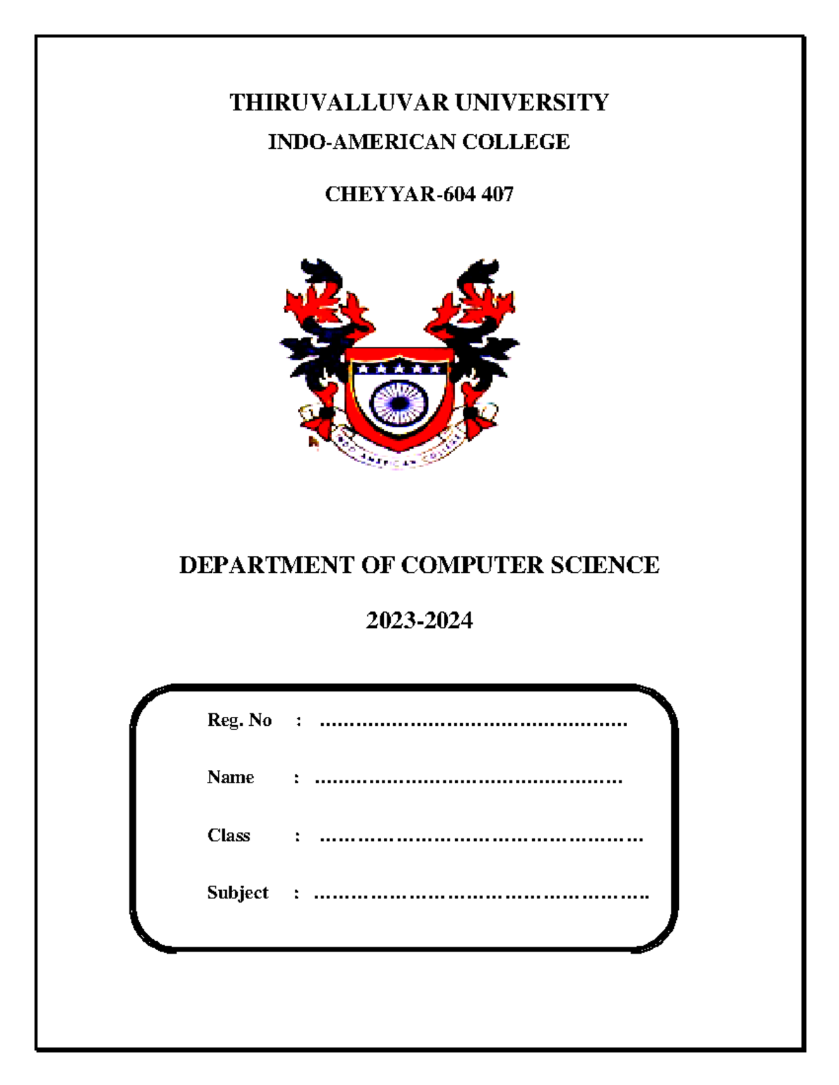 Java Record -2023-24 - PRACTICAL - THIRUVALLUVAR UNIVERSITY INDO ...