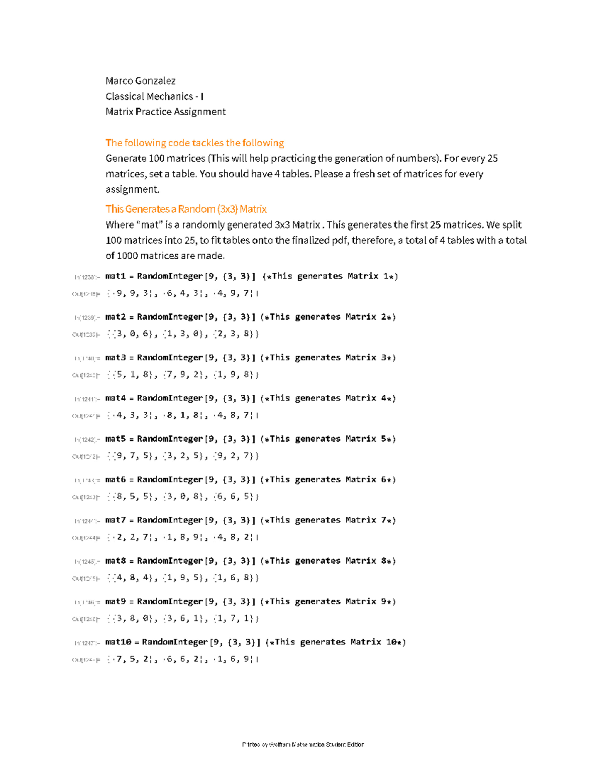 Matrix Assignment 3 - PH 3410 - Studocu