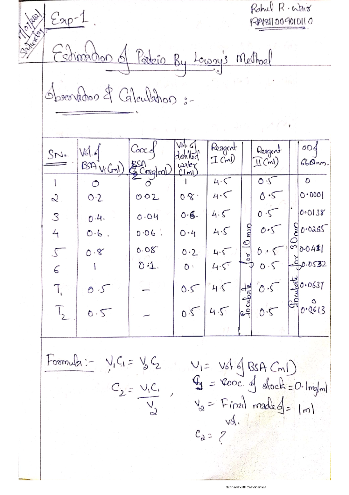 Bioseparation Lab Exp 1-Rahul R Nair, RA1811009010110 - Bioprocess ...
