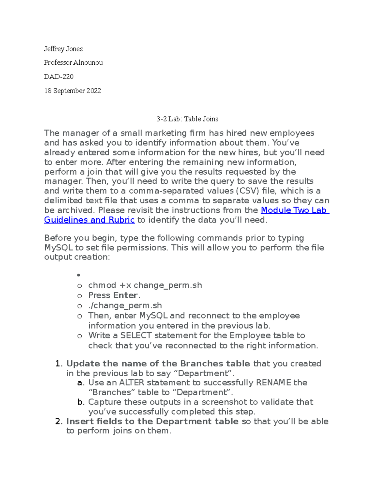 3-2 lab - lab - Jeffrey Jones Professor Alnounou DAD- 18 September 2022 ...