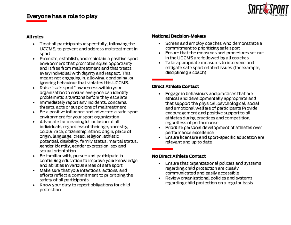 Roles - Rules of law - Everyone has a role to play All roles - Treat ...