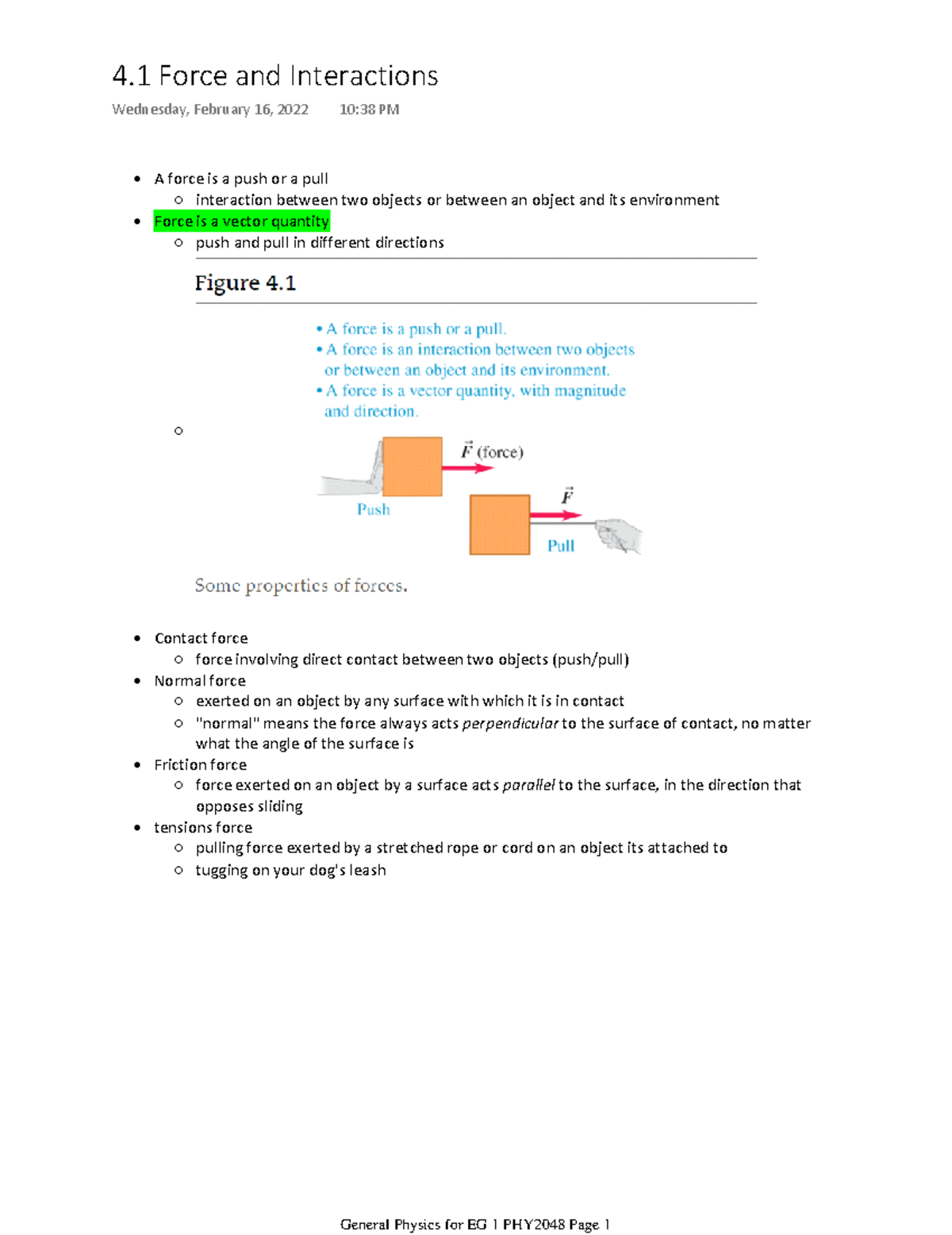Force and Interactions - A force is a push or a pull interaction ...