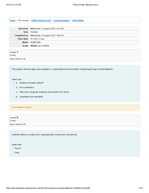 Introduction to Human Computer Interaction Midterm Laboratory QUIZ 2 Attempt review - Started on ...
