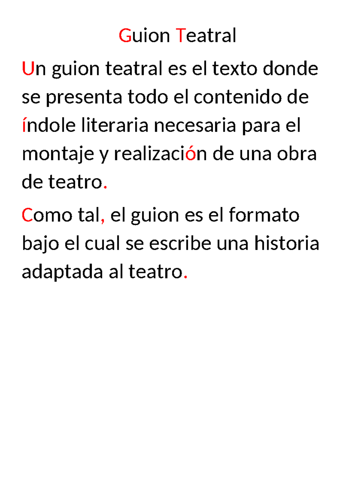 Guion Teatral - Es muy util la herramienta - Guion Teatral Un guion ...