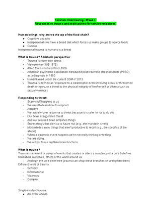 Assessment 1 Forensic Interviewing - Assessment 1- Reflection on ...