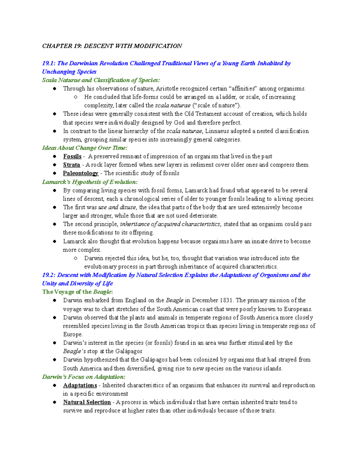 Evolution Notes - CHAPTER 19: DESCENT WITH MODIFICATION 19: The ...