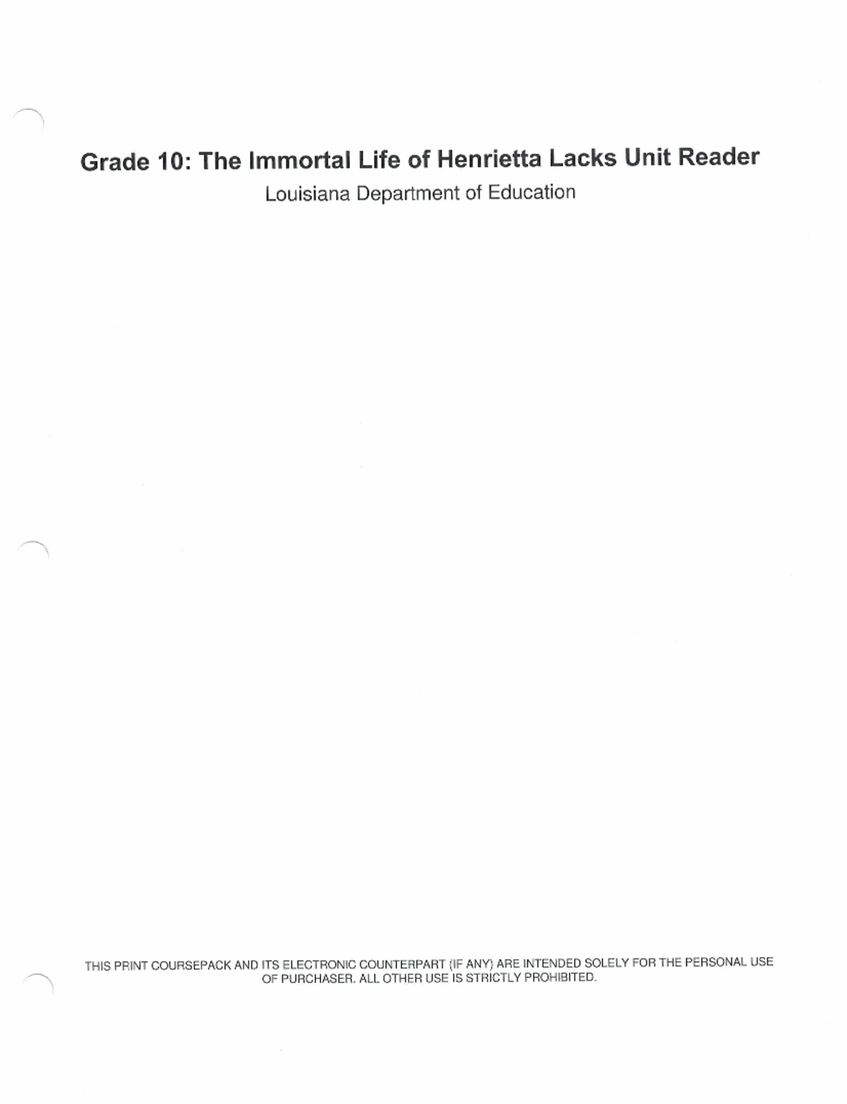 The Immortal Life of Henrietta Lacks - ENGL 2016 - Studocu