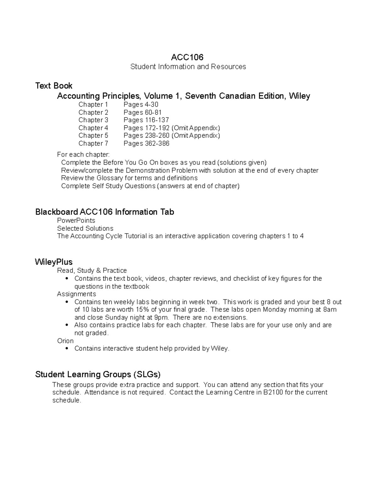 ACC106 Student Information and Resources - ACC Student Information and ...