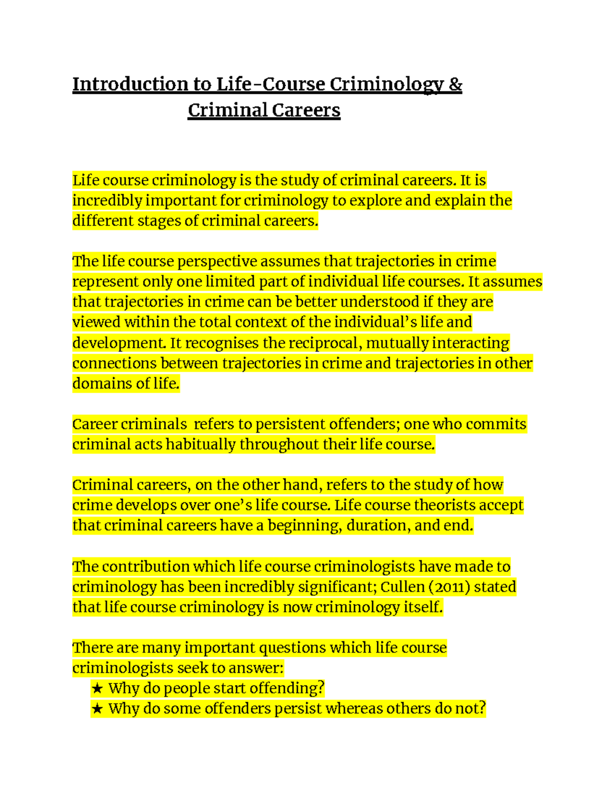 Criminal Careers - Life Course Criminology - Introduction to Life ...