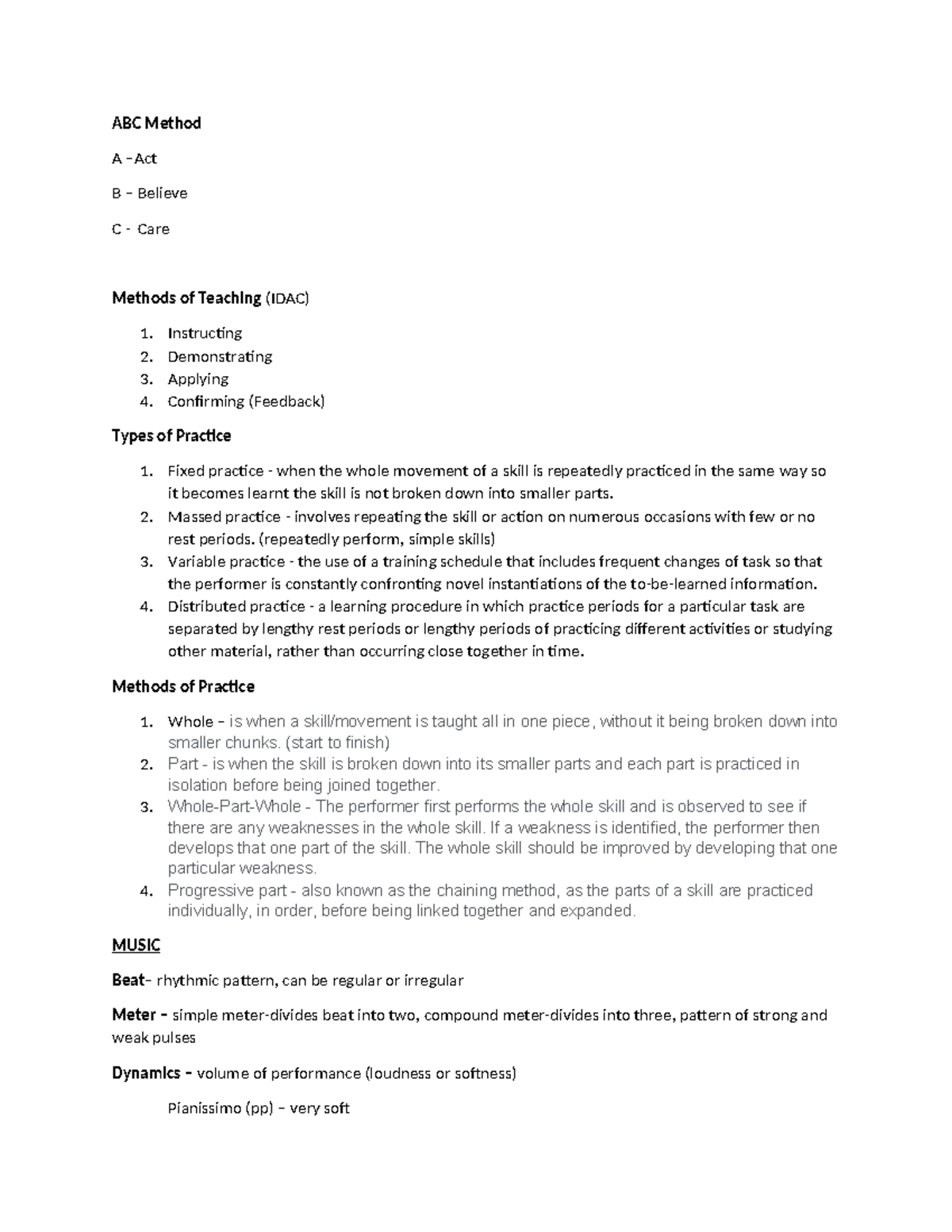 PROF ED Review - ABC Method A –Act B – Believe C - Care Methods of ...