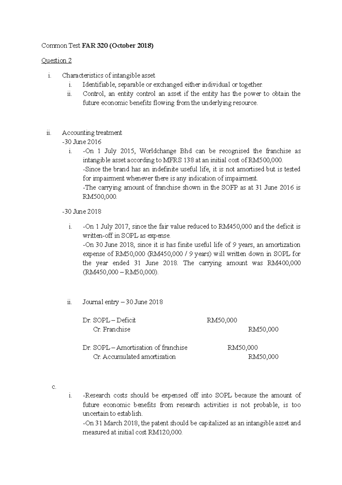 CT FAR 320 (Oct 2018 ) - Common Test FAR 320 (October 2018) Question 2 ...