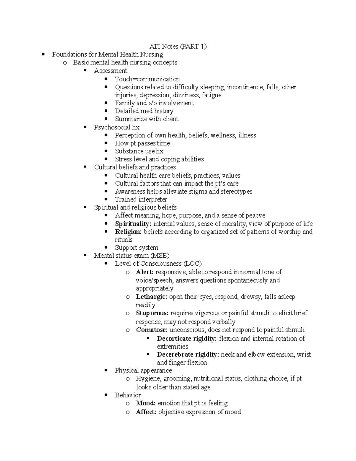 ATI Notes for unit 1, chapters 8-9 - ATI Notes (PART 1) Foundations for ...