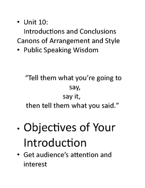 Unit topic - lecture notes - Unit 8: Supporting Your Ideas Canon of ...