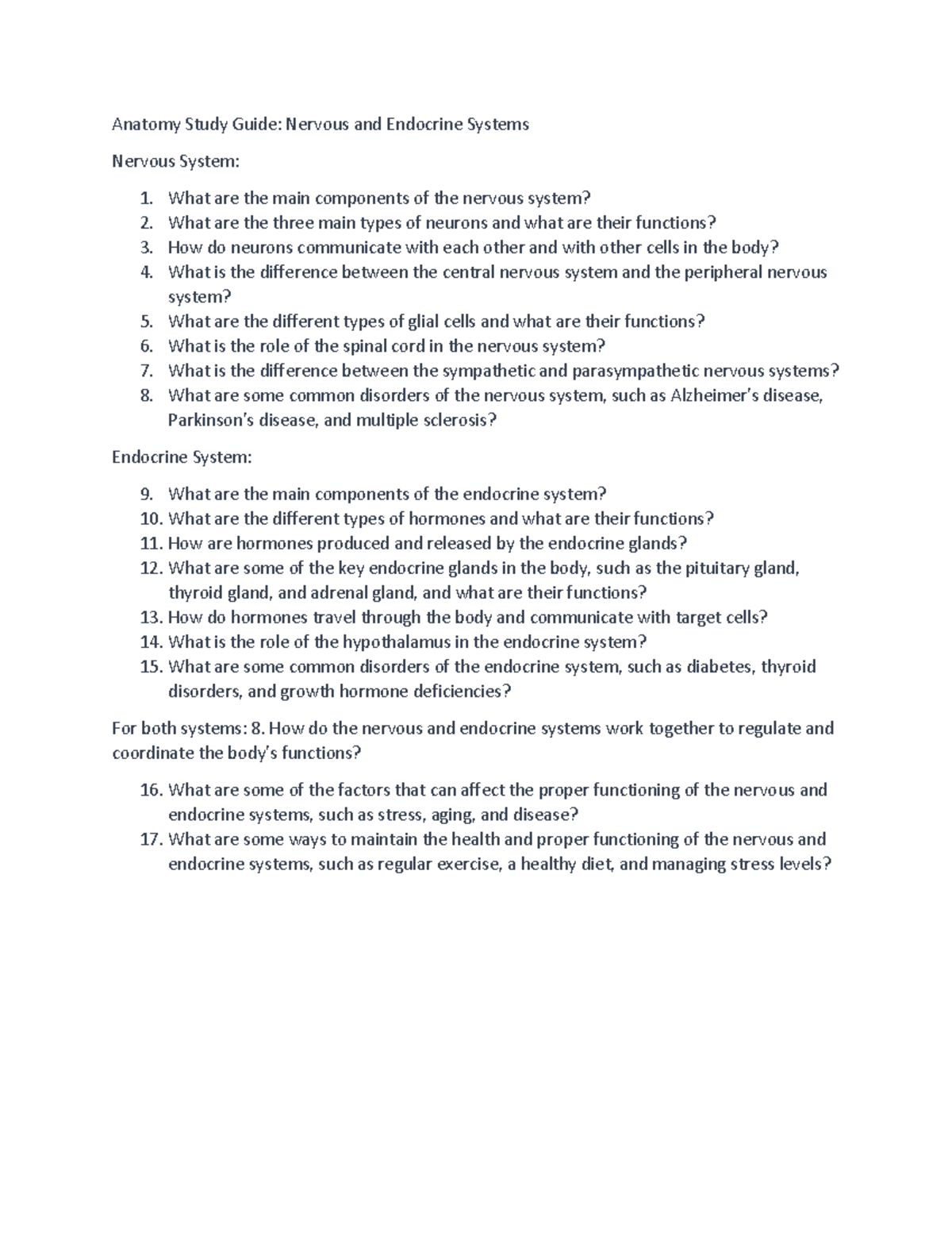 Nervous and endocrine systems - Anatomy Study Guide: Nervous and ...