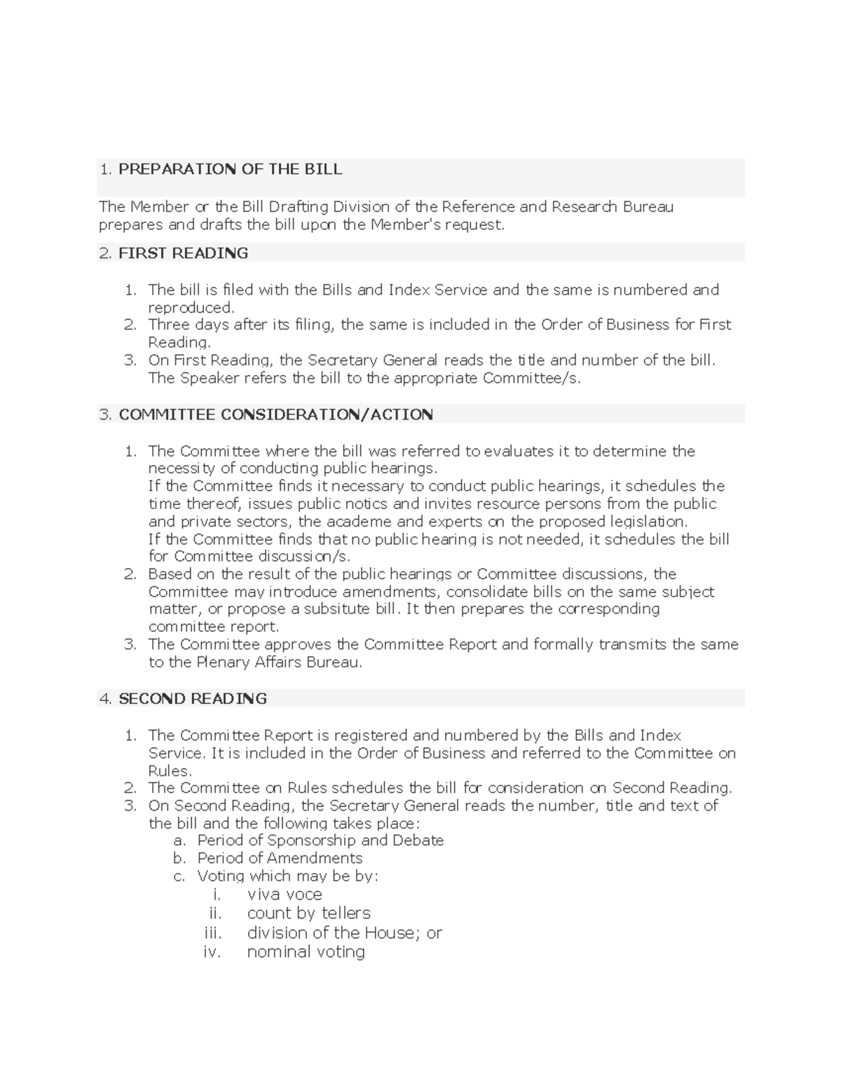 How a Bill becomes a Law - 1. PREPARATION OF THE BILL The Member or the ...