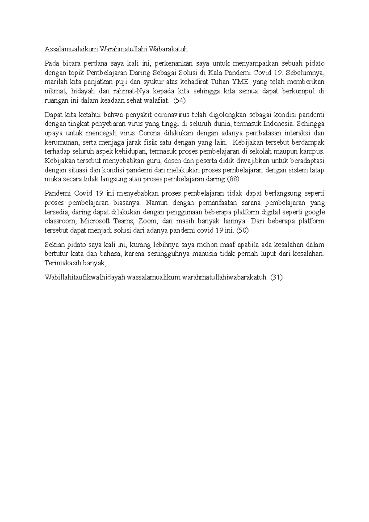 Pidato Pembelajaran Daring Sebagai Solusi di Kala Pandemi Covid 19 - Sebelumnya, marilah kita ...