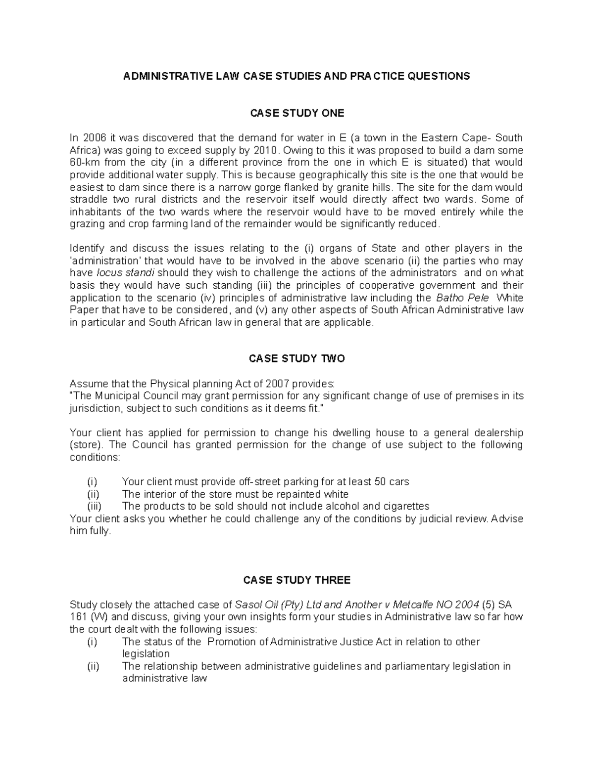 Admin LAW CASE Studies 2019-1 - ADL2601 - Unisa - Studocu