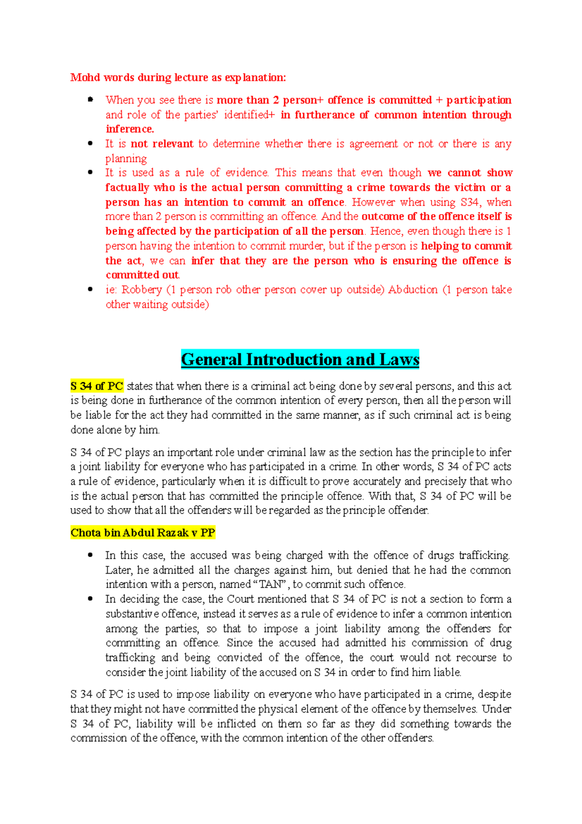 Joint Liability Criminal Law II - Mohd words during lecture as ...