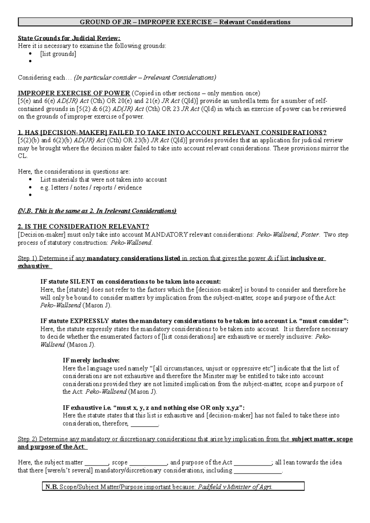 Week 8 - Ground - Improper Exercise - Relevant Considerations - GROUND ...
