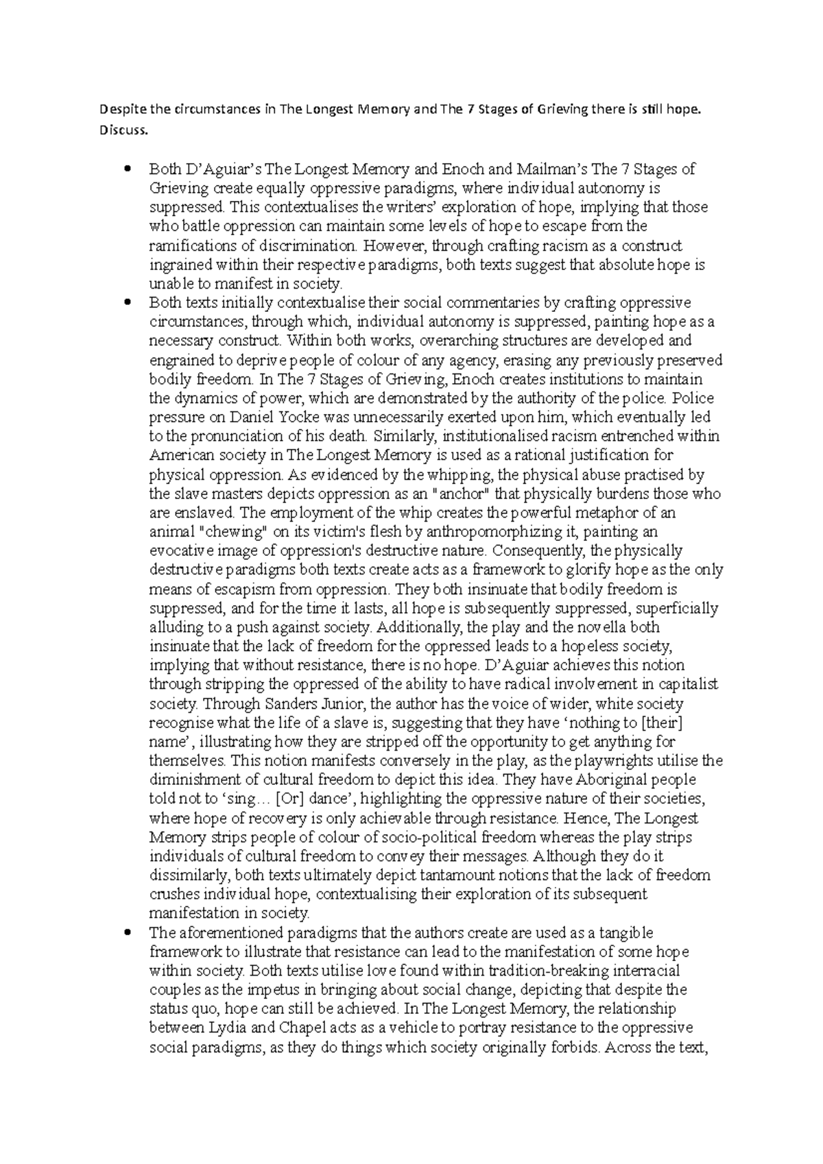 Despite the circumstances in The Longest Memory and The 7 Stages of ...