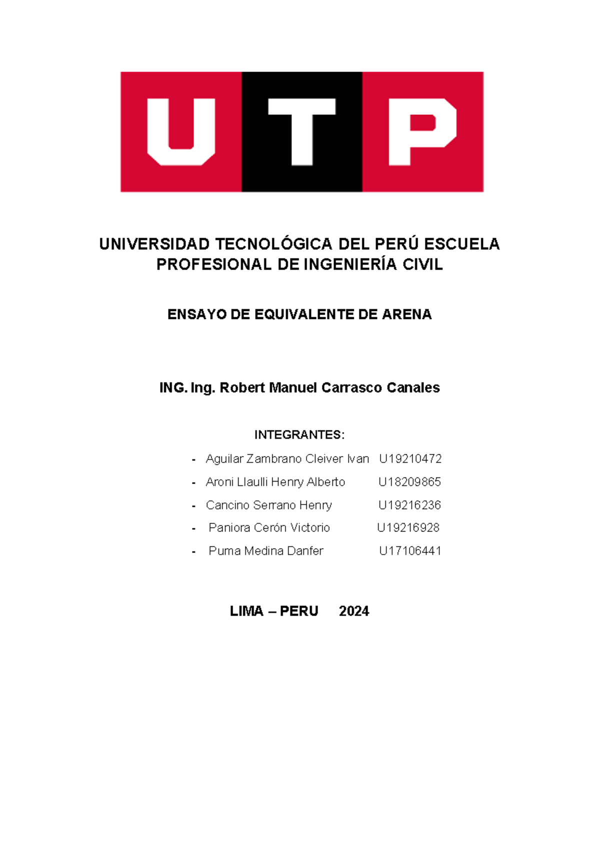 Universidad Tecnológica DEL PERÚ Escuela Profesional DE Ingeniería Civil - UNIVERSIDAD ...