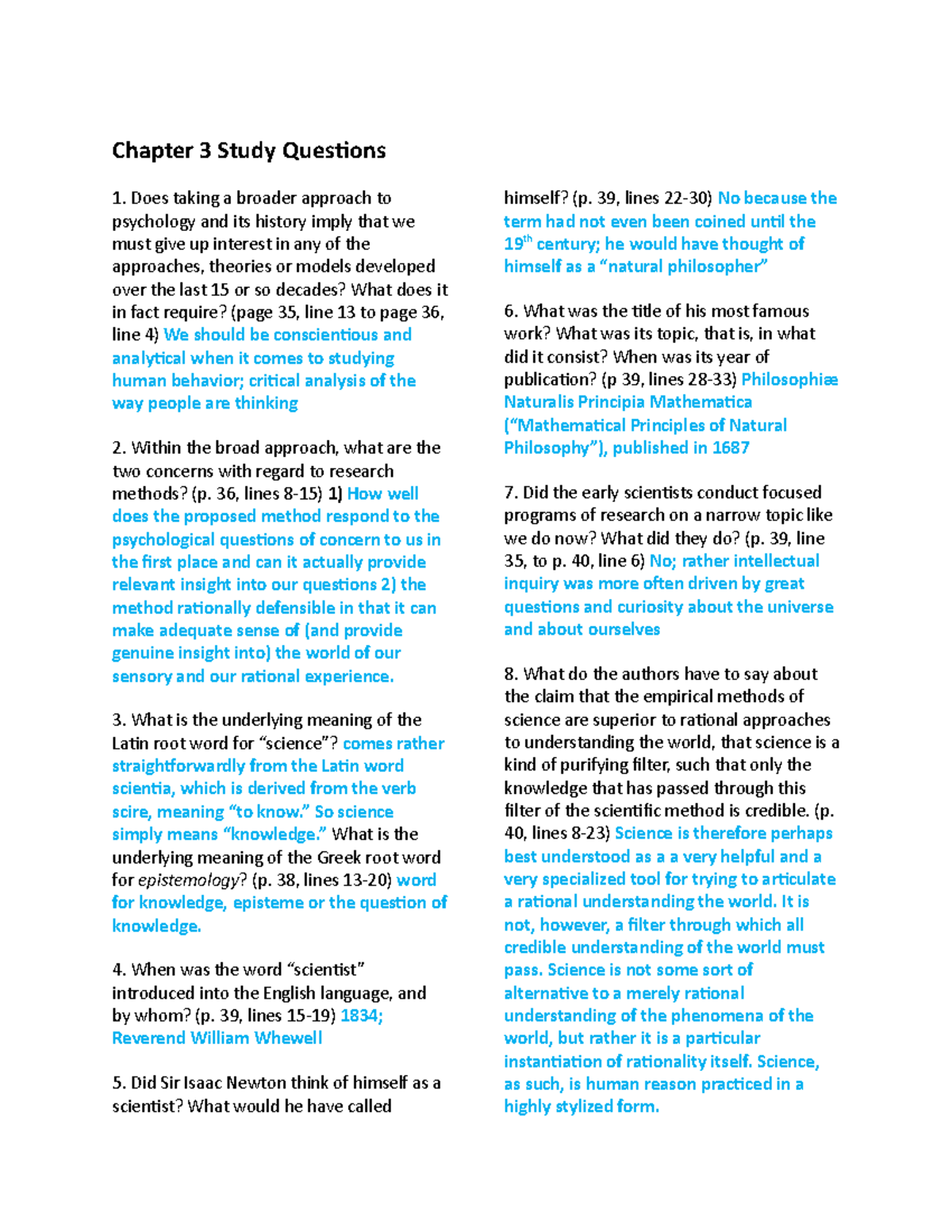 Chapter 3 Study Questions - Chapter 3 Study Questions Does taking a ...