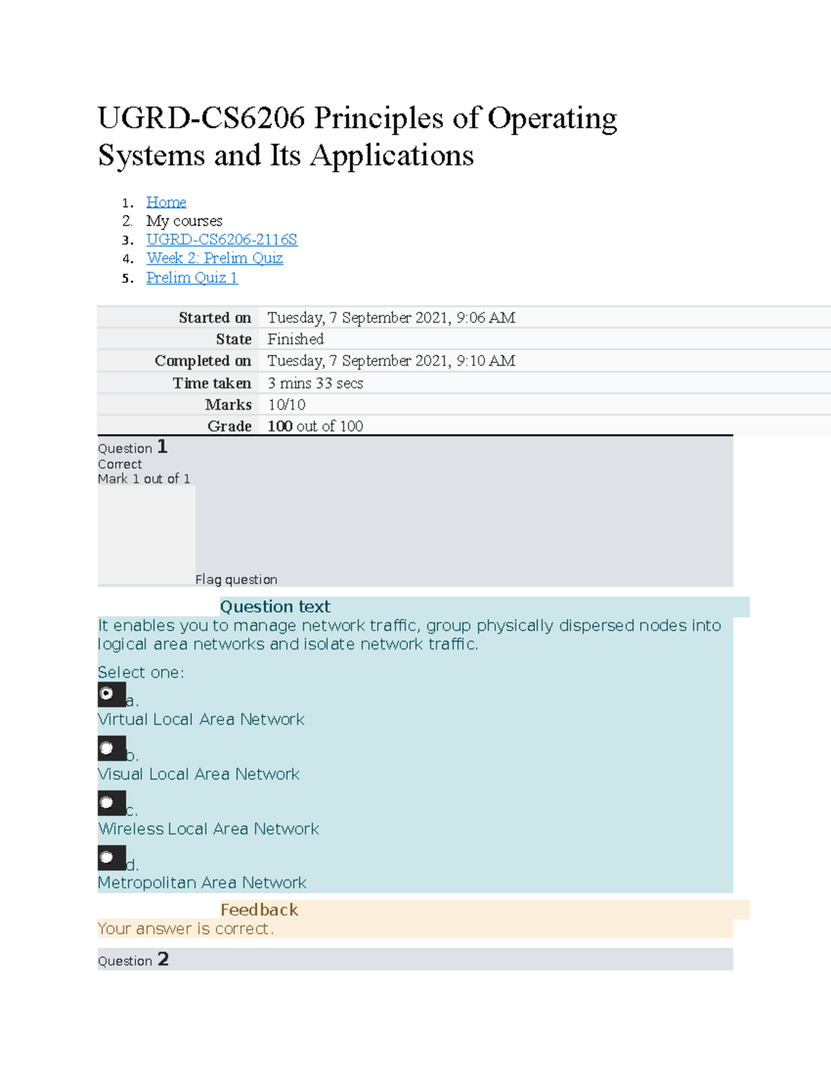 Pre-Final Quiz of Principles of Operating System - UGRD-CS6206 ...