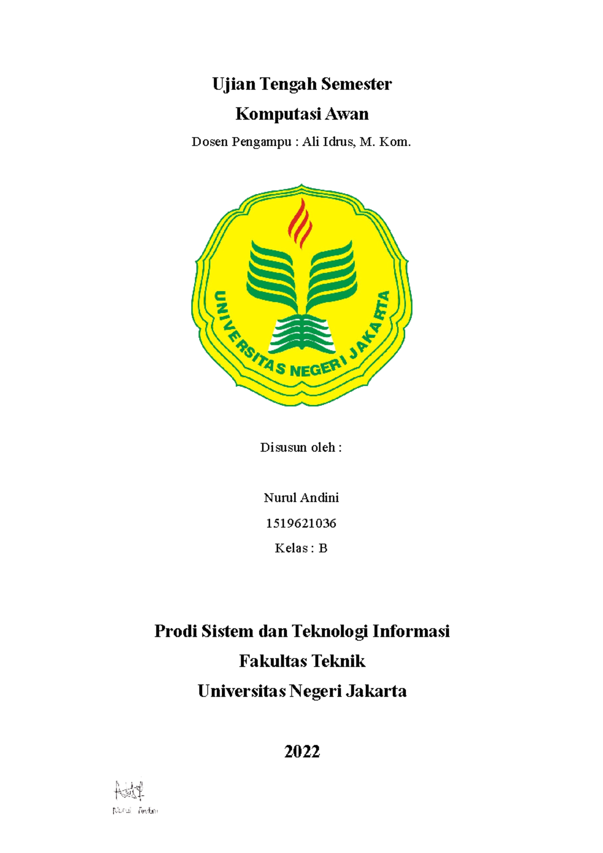 UTS Komputasi Awan - Ujian Tengah Semester Komputasi Awan Dosen ...