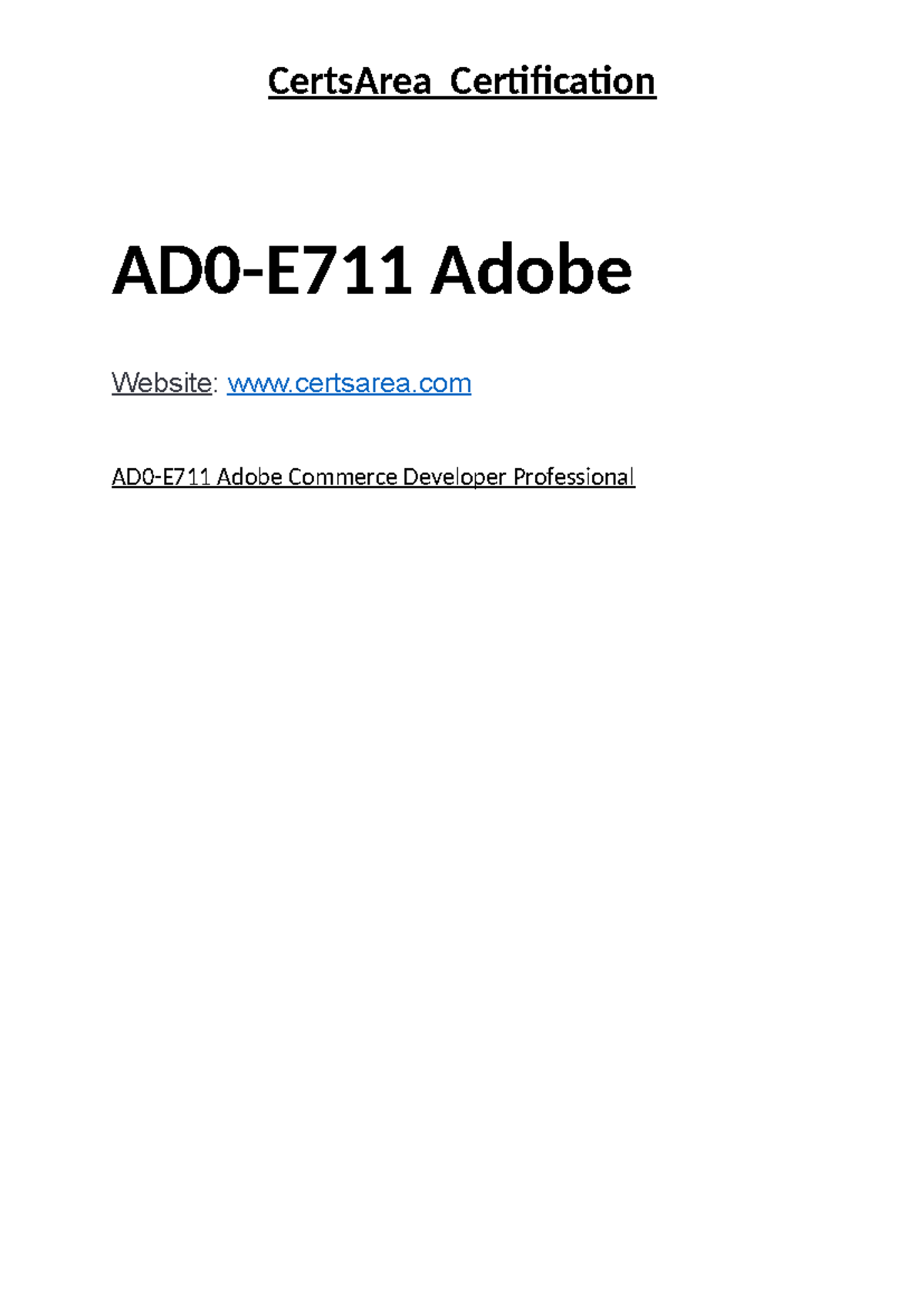 AD0-E711 Adobe Commerce Developer Professional - CertsArea ...