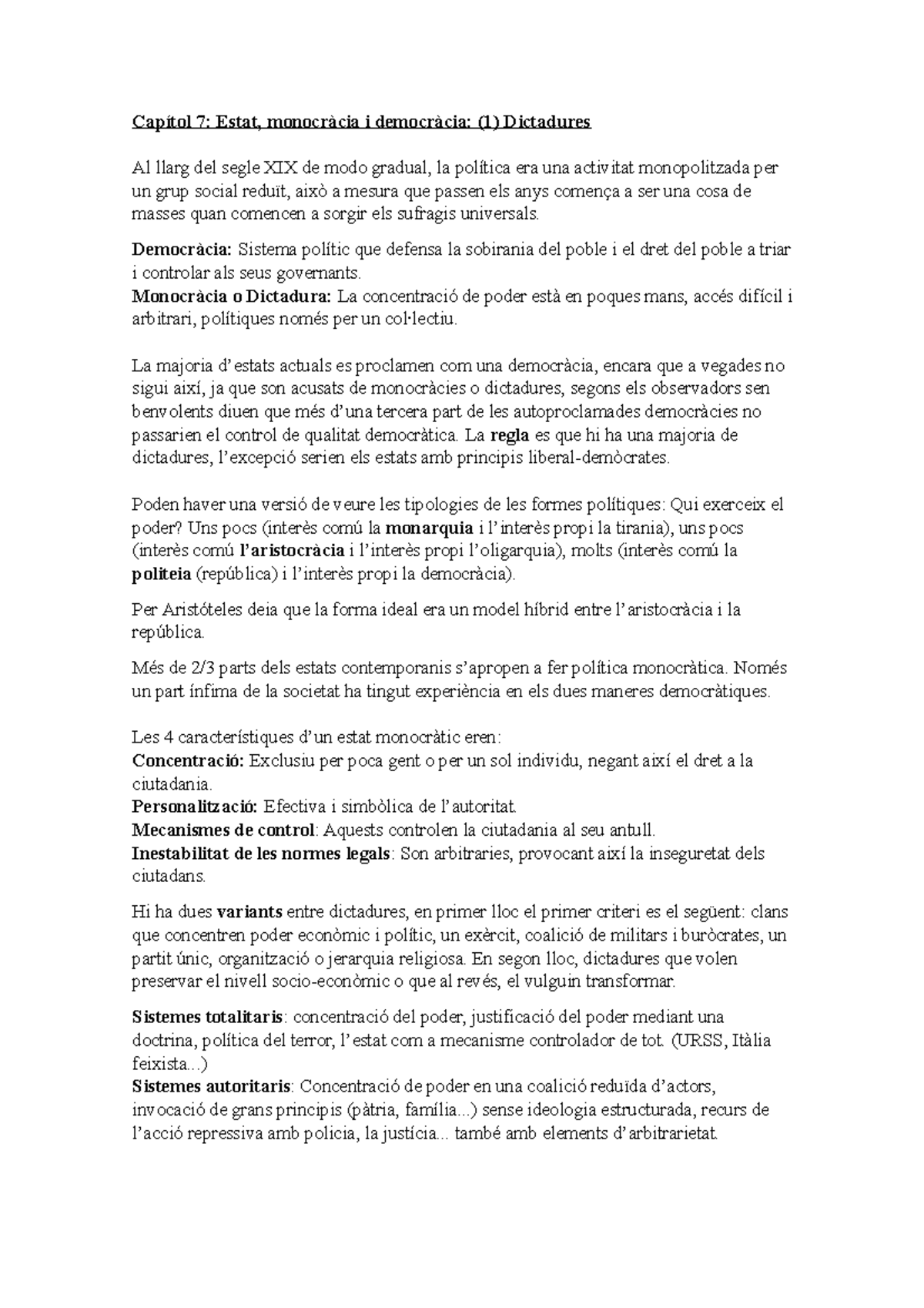 Capítol 7 - Estat, monocràcia i democràcia: (1) Dictadures - 7: Estat ...
