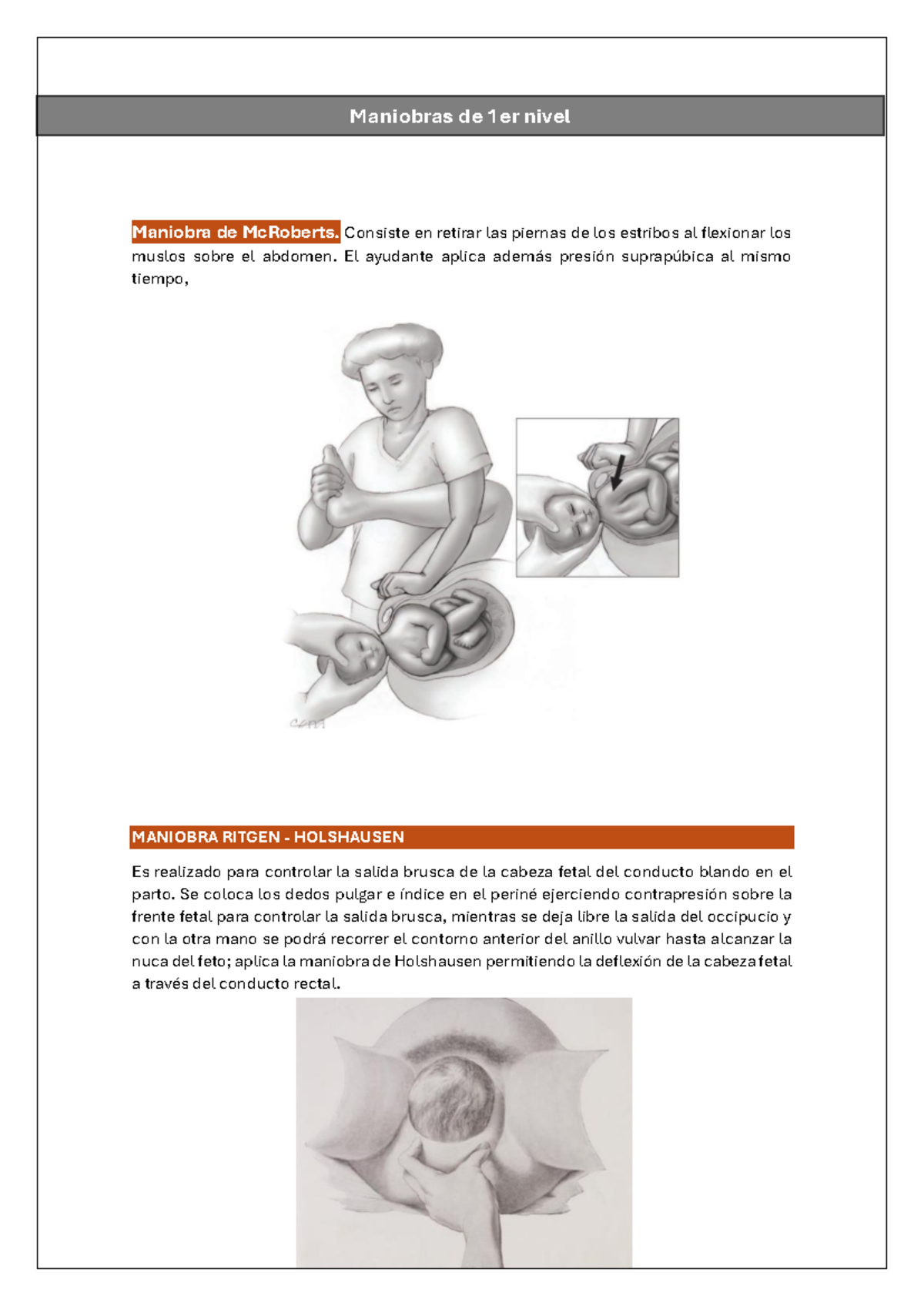 Maniobras prieto y yu - Resumen Obstetricia I - Maniobra de McRoberts ...
