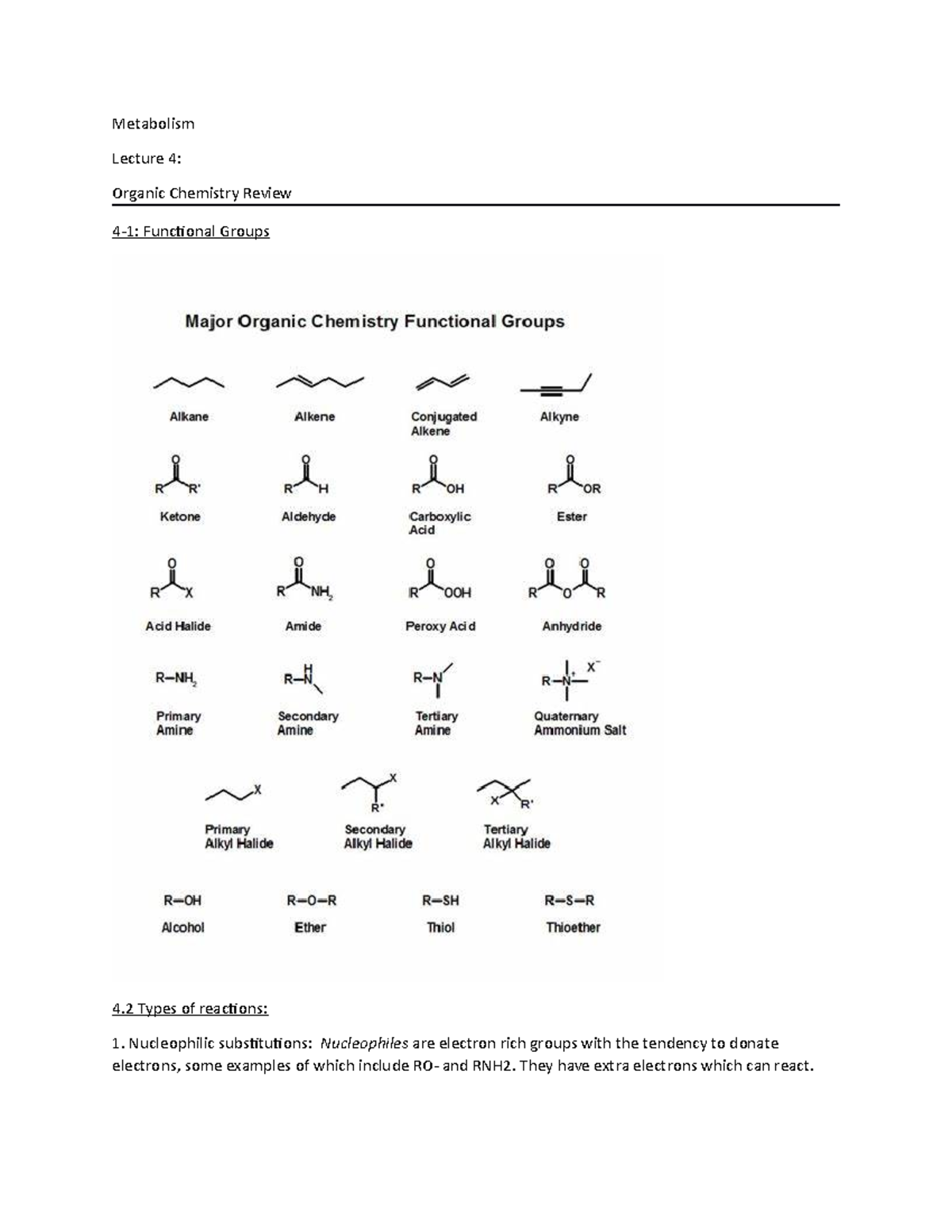 Metabolism Lecture 4 Reveiw of Organic Chemistry - Metabolism Lecture 4 ...