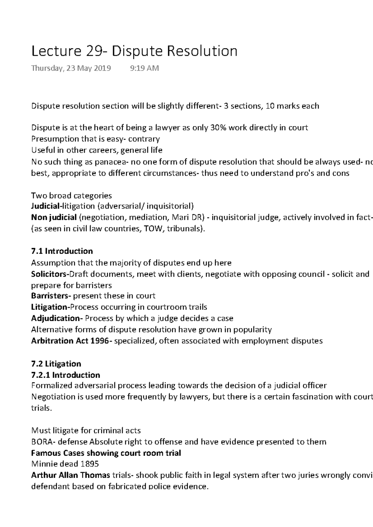 Lecture 29- Dispute Resolution - Warning: TT: undefined function: 32 Dispute resolution section ...