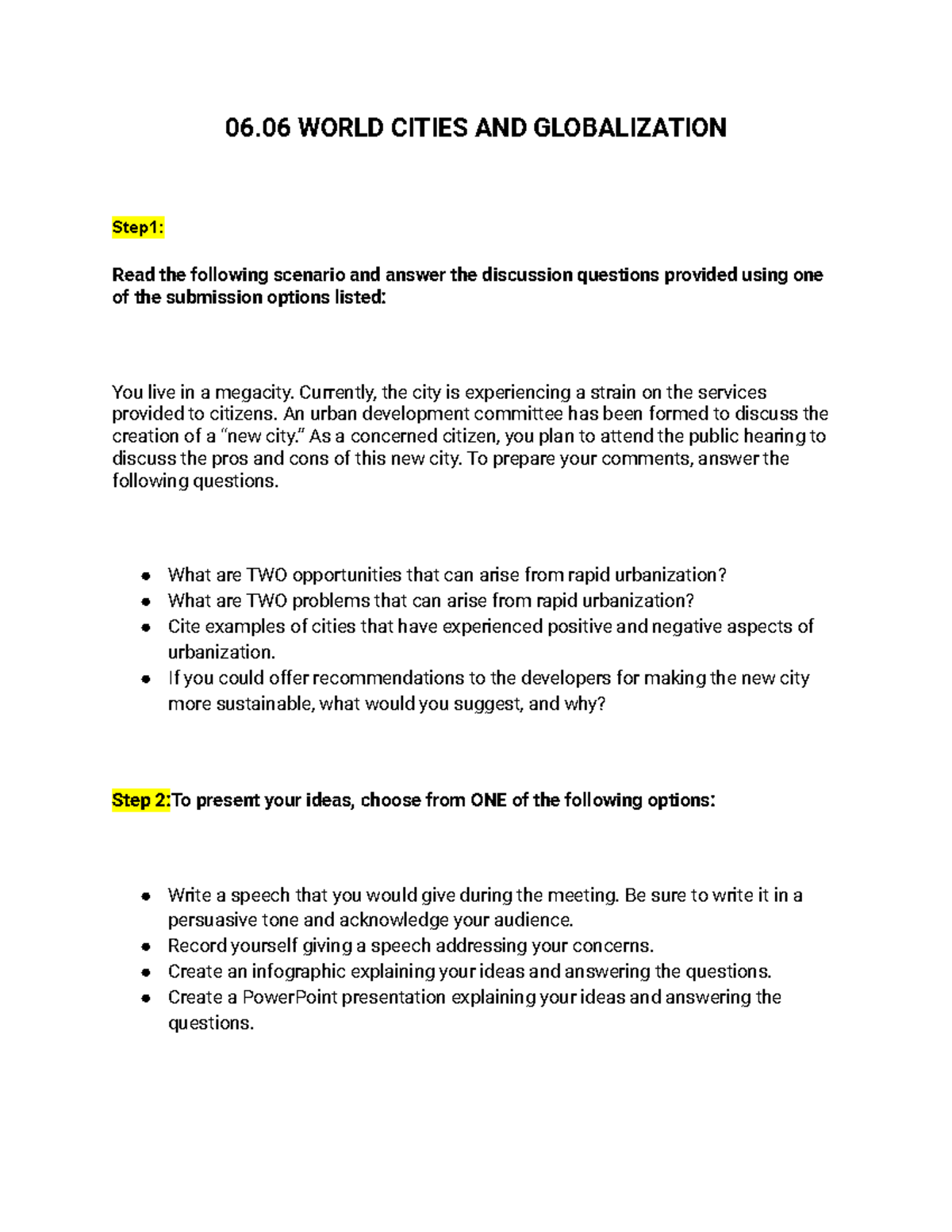 Copy of 06.06 World Cities AND Globalization - 06 WORLD CITIES AND ...