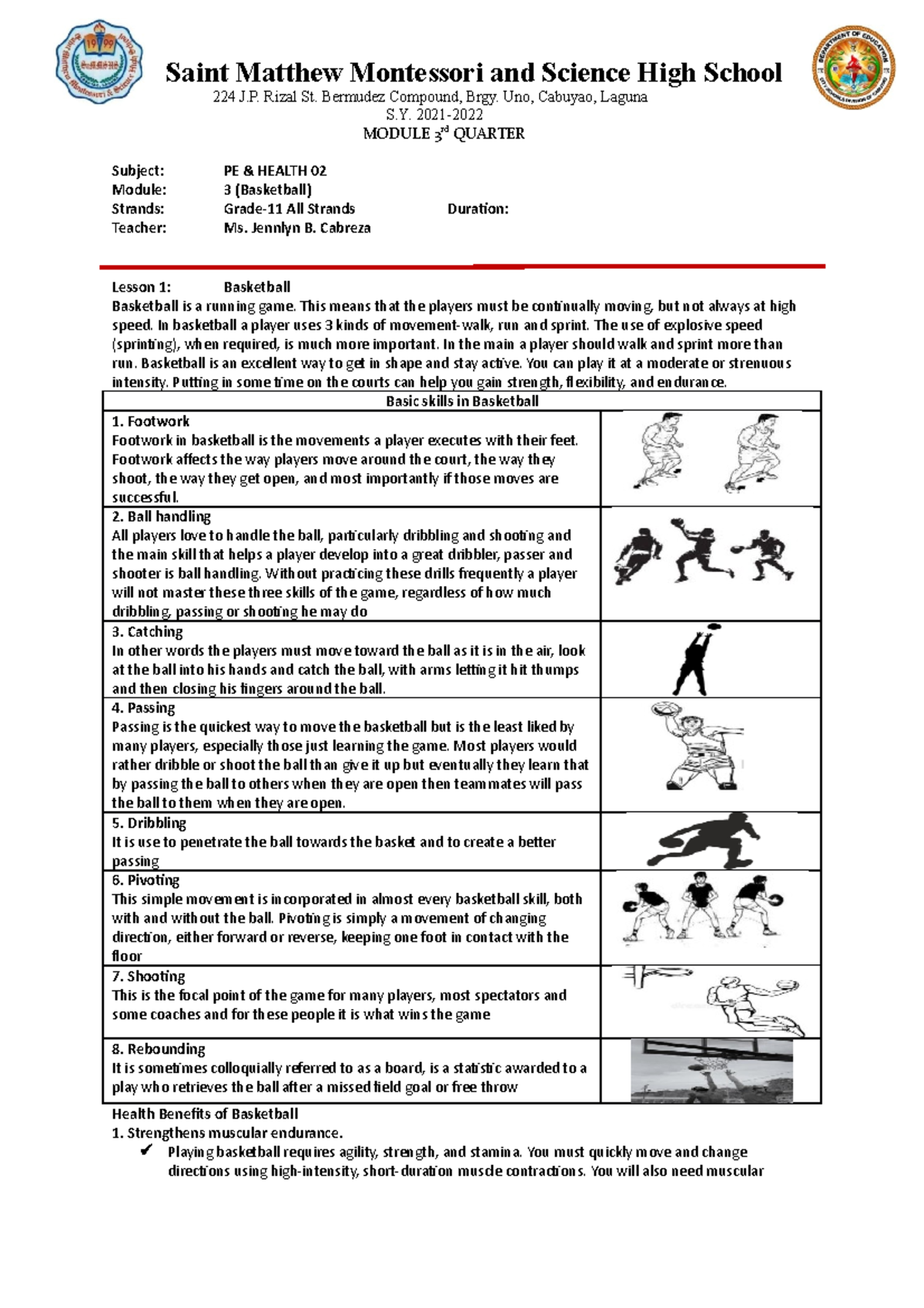 PE2-Q3M3 - ...... - Saint Matthew Montessori and Science High School ...