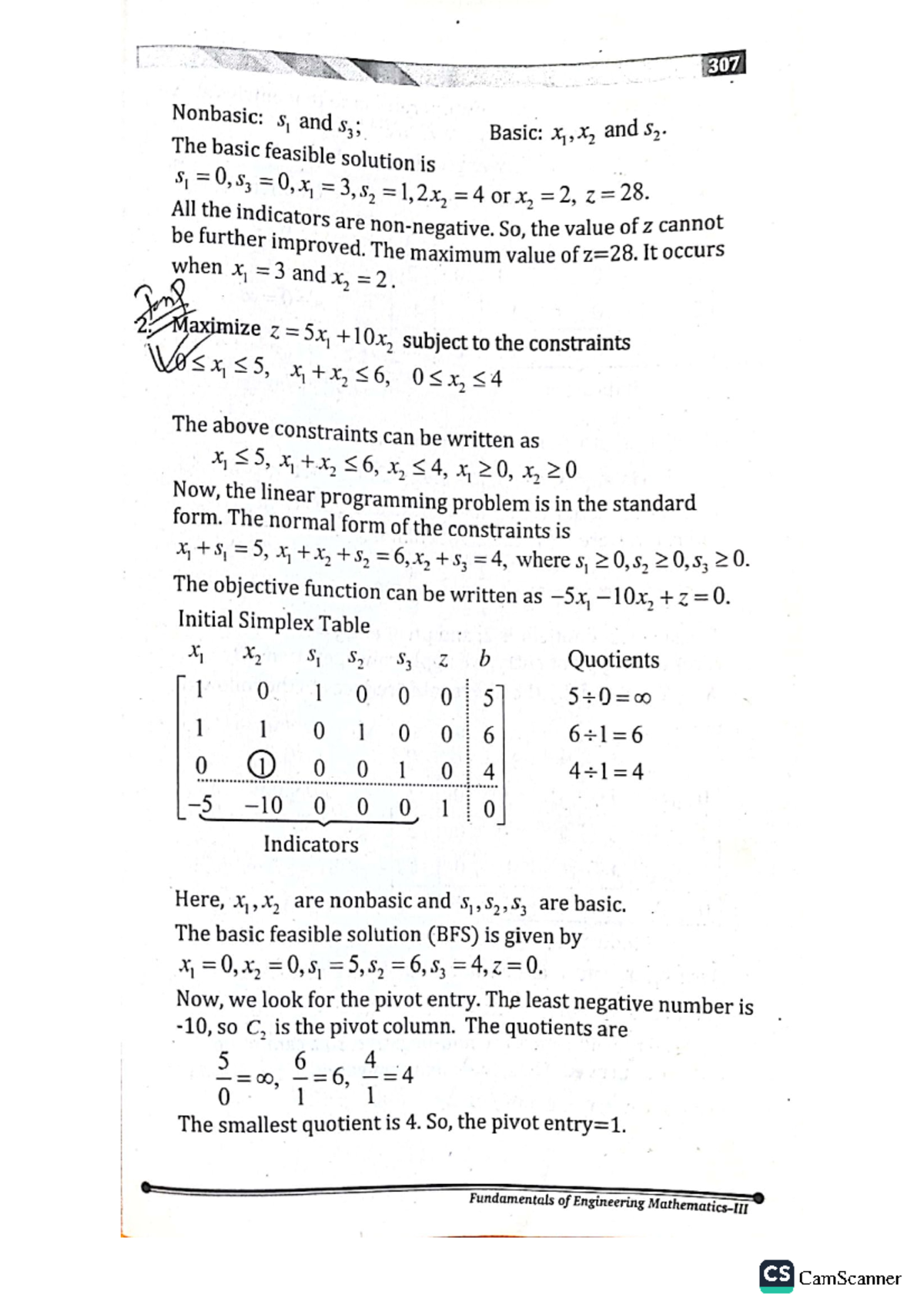 LP-Space - practice well - 307 Nonbasic: Basic: X,X2 and S2. The basic ...
