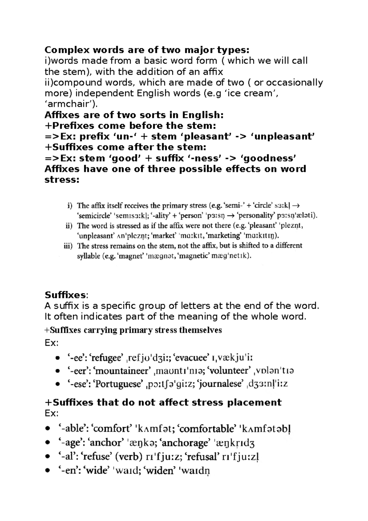 Complex words - hưhdhw - Complex words are of two major types: i)words ...