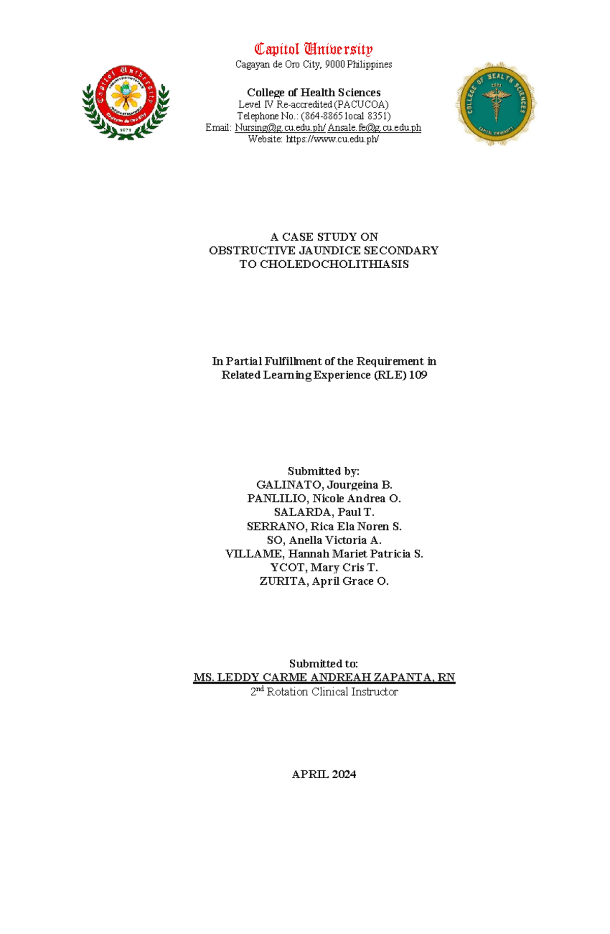 Final G2 CASE Study Revised - A CASE STUDY ON OBSTRUCTIVE JAUNDICE SECONDARY TO ...